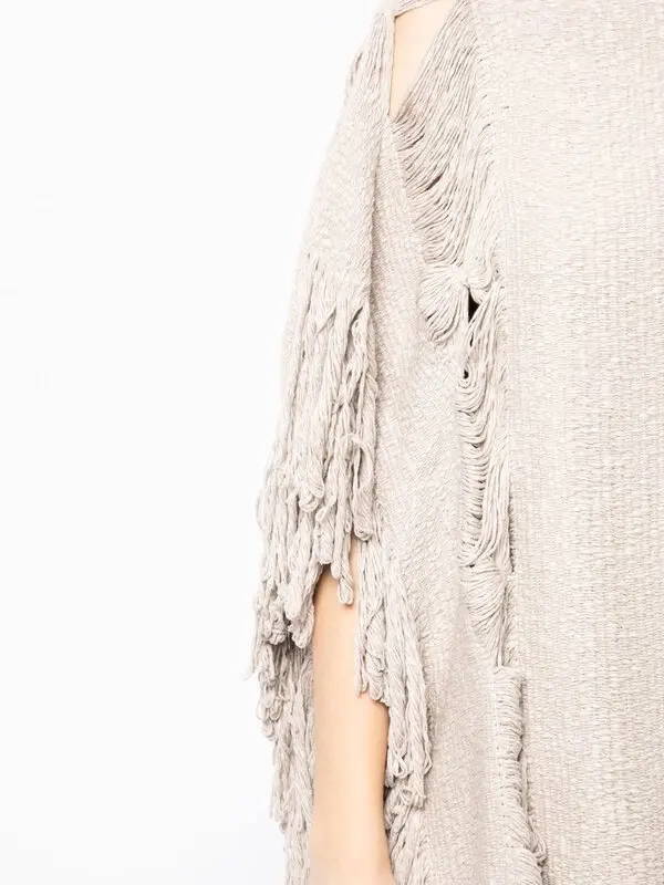 Voz Fringed Poncho-style Jumper - Grey