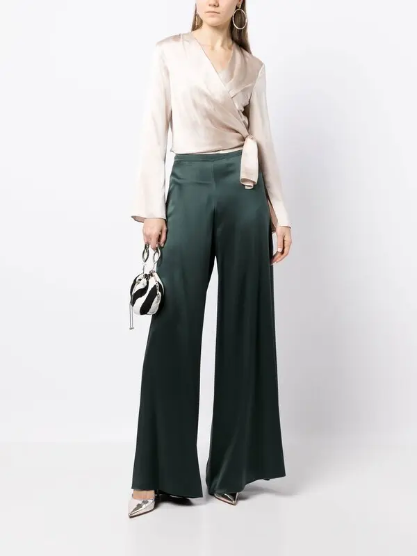 Voz Silk Palazzo Pants - Green