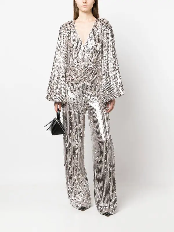 ROTATE BY BIRGER CHRISTENSEN V-neck Sequin Jumpsuit