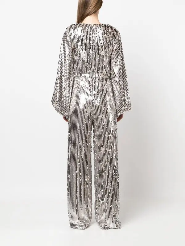 ROTATE BY BIRGER CHRISTENSEN V-neck Sequin Jumpsuit