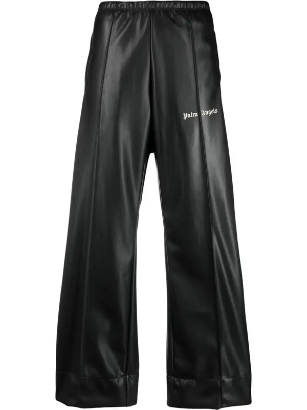 Palm Angels Logo-print Faux-leather Track Pants - Black