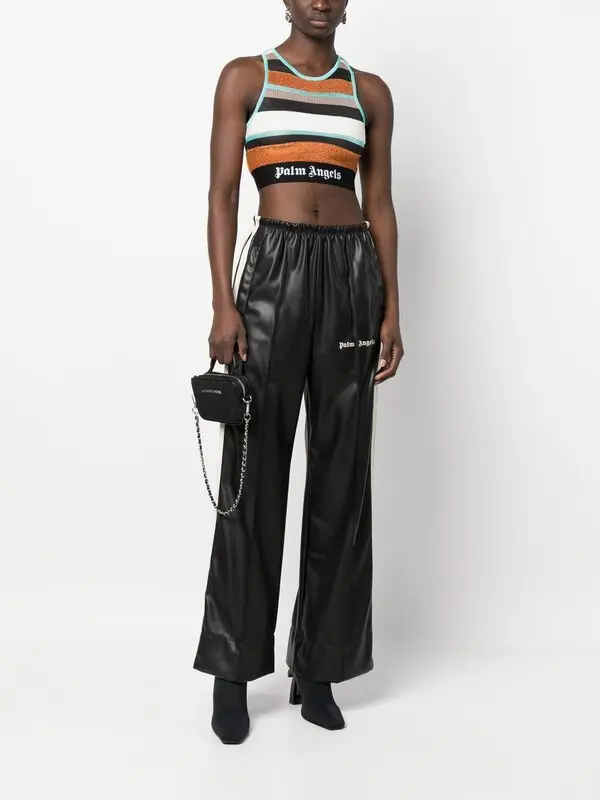 Palm Angels Logo-print Faux-leather Track Pants - Black