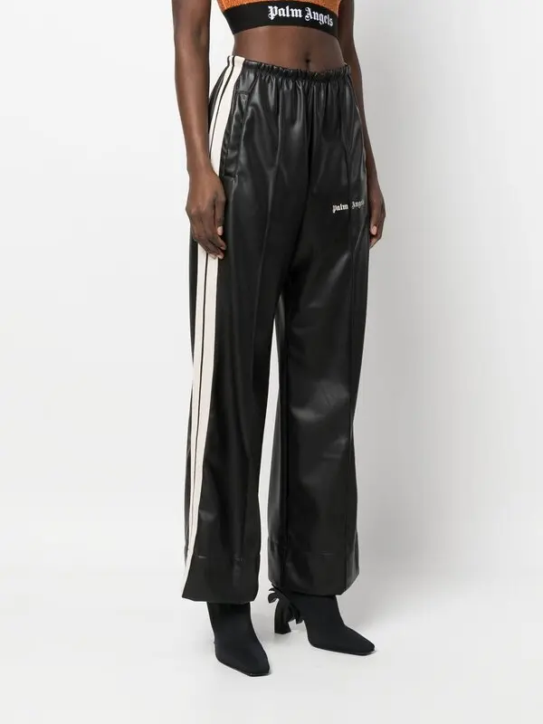 Palm Angels Logo-print Faux-leather Track Pants - Black