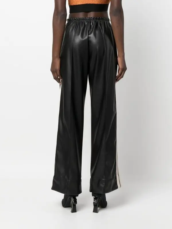 Palm Angels Logo-print Faux-leather Track Pants - Black