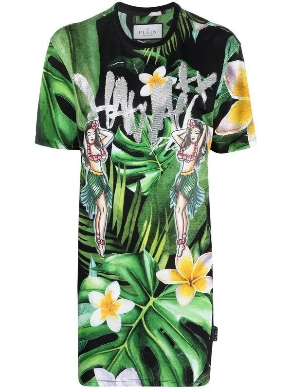 Philipp Plein Hawaii-print T-shirt - Green