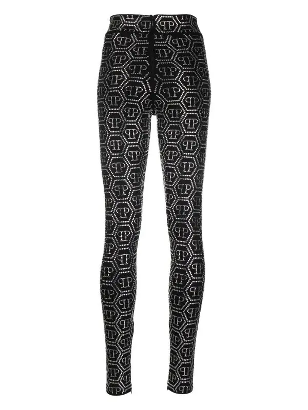 Philipp Plein Monogram-print Embellished Leggings