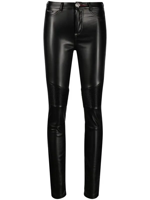 Philipp Plein Ribbed-knee High-waist Leggings