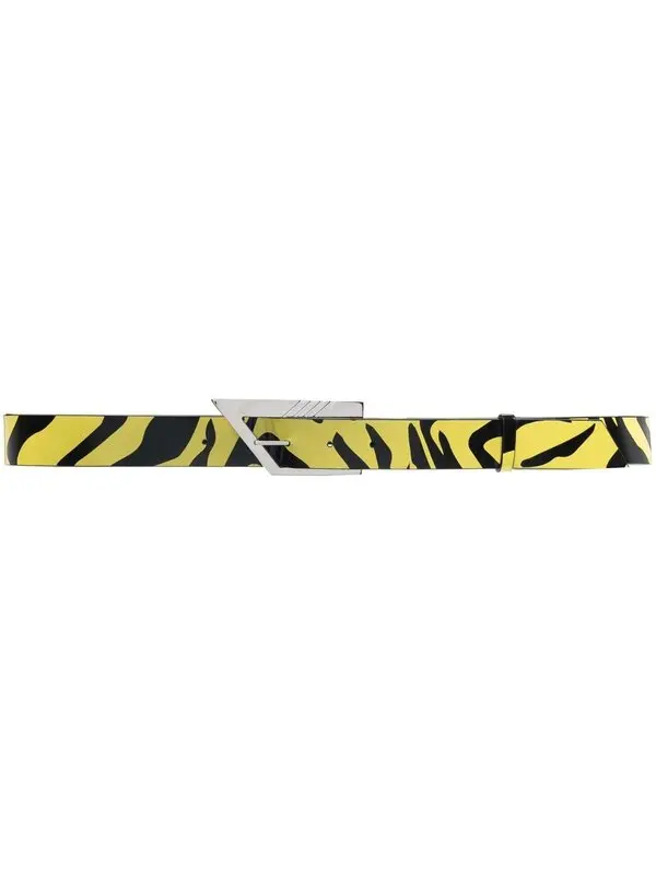Attico Animal Print Buckle Belt - Yellow