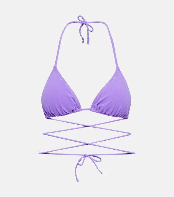 REINA OLGA Miami Terry Triangle Bikini Top - Purple
