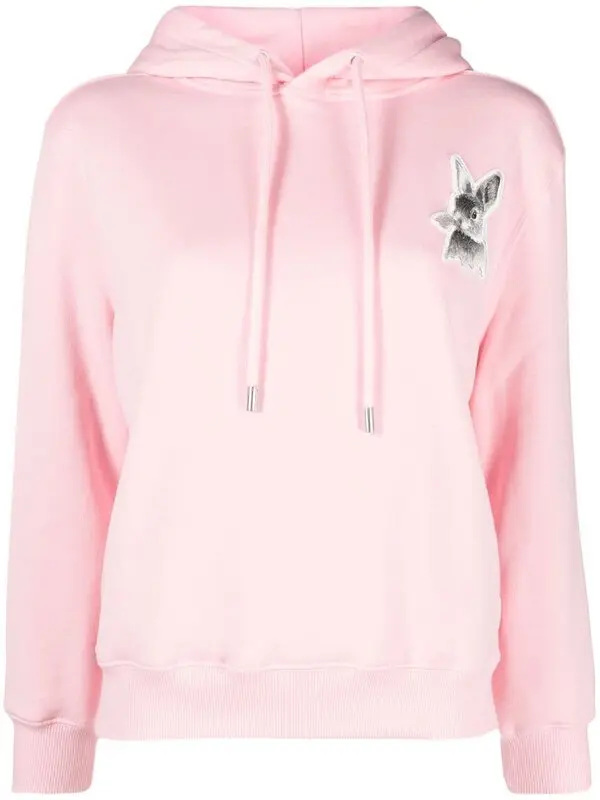 LANVIN Rabbit-embroidered Drawstring Hoodie - Pink