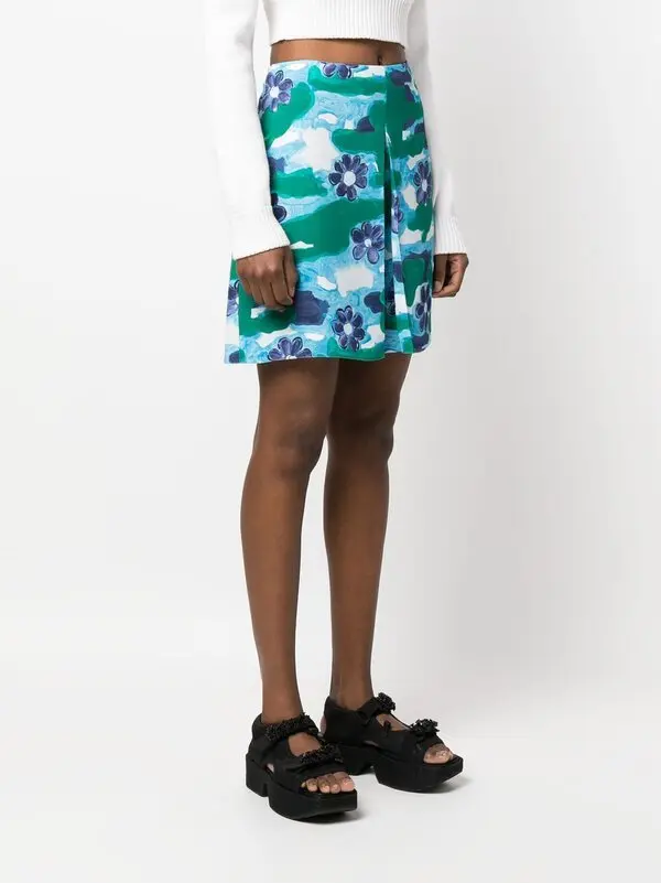 Marni Floral-print Mini Skirt - Blue