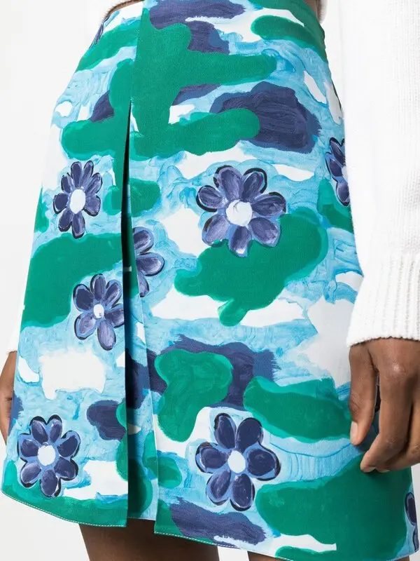 Marni Floral-print Mini Skirt - Blue
