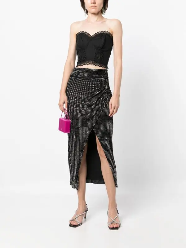 SELF-PORTRAIT Gem-embellished Draped Skirt