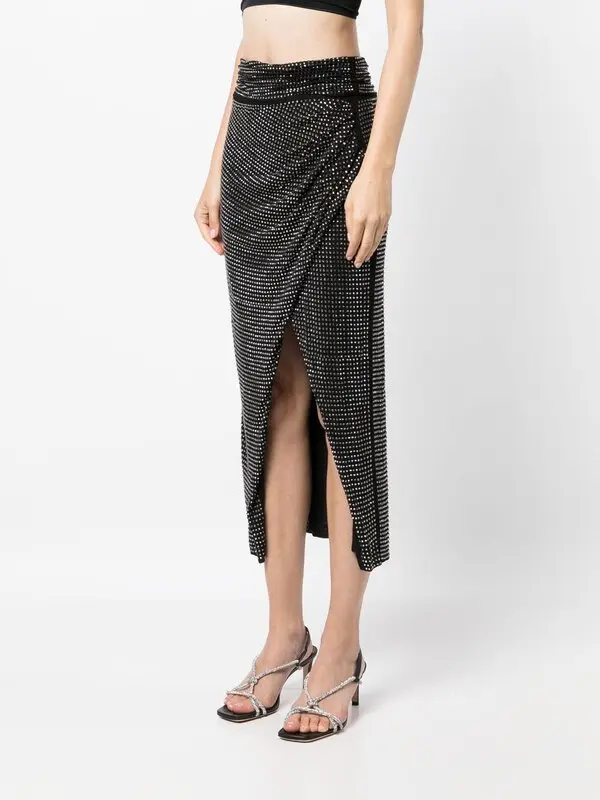 SELF-PORTRAIT Gem-embellished Draped Skirt