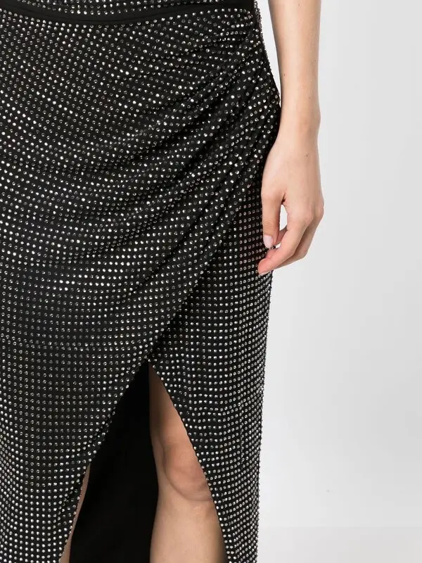 SELF-PORTRAIT Gem-embellished Draped Skirt