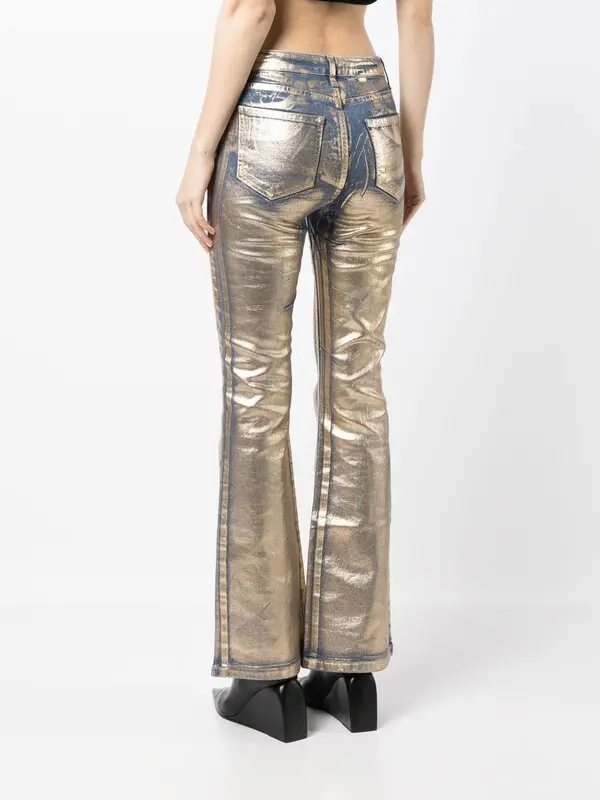 MADISON MAISON Metallic-effect Laminated Flare Jeans