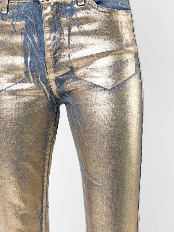 MADISON MAISON Metallic-effect Laminated Flare Jeans