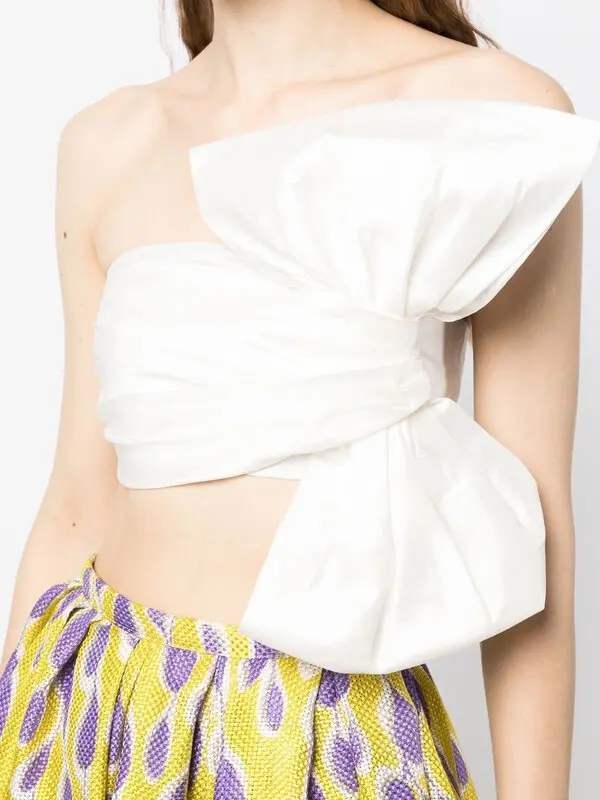 BAMBAH Bow-detail Cropped Tube Top - White