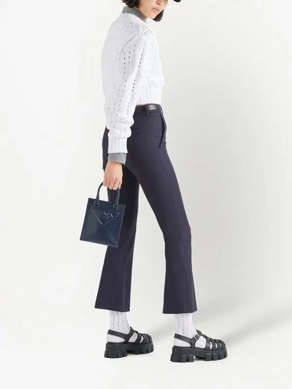 Prada Gabardine Wool Flared Trousers