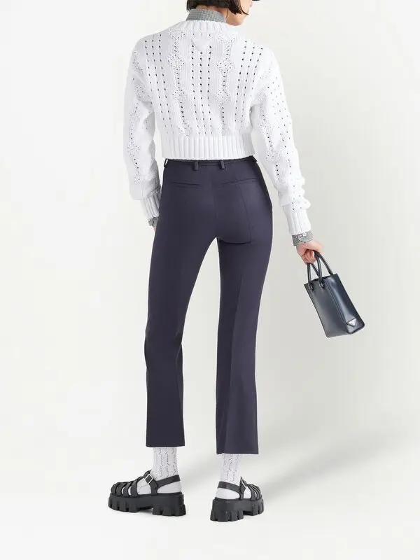 Prada Gabardine Wool Flared Trousers