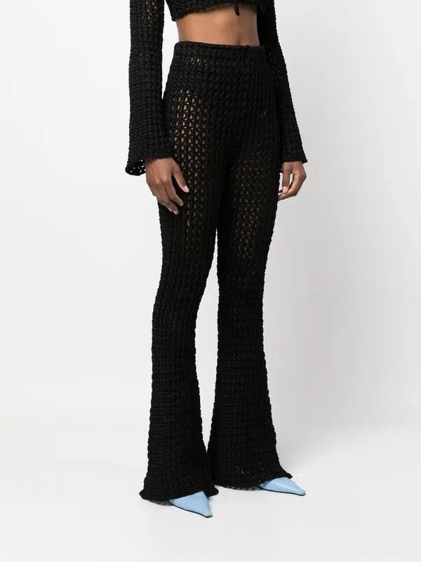 Moschino Crochet-knit Flared Trousers - Black