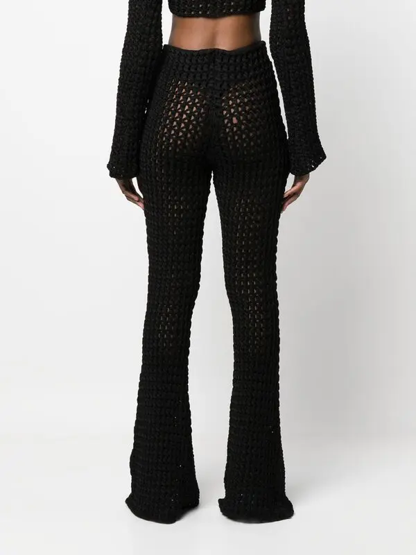 Moschino Crochet-knit Flared Trousers - Black