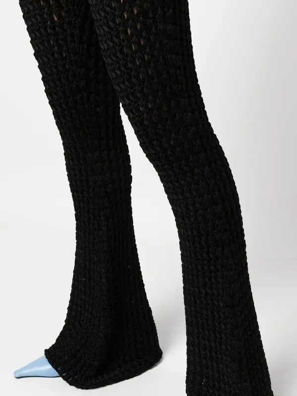 Moschino Crochet-knit Flared Trousers - Black