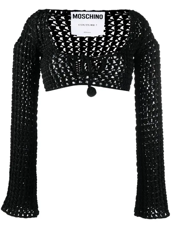 Moschino Open-knit Cropped Top - Black