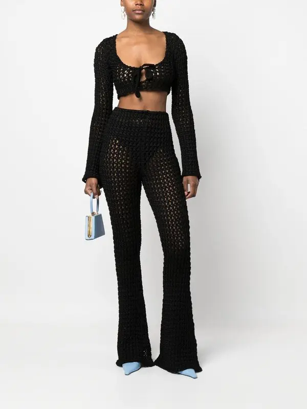 Moschino Open-knit Cropped Top - Black
