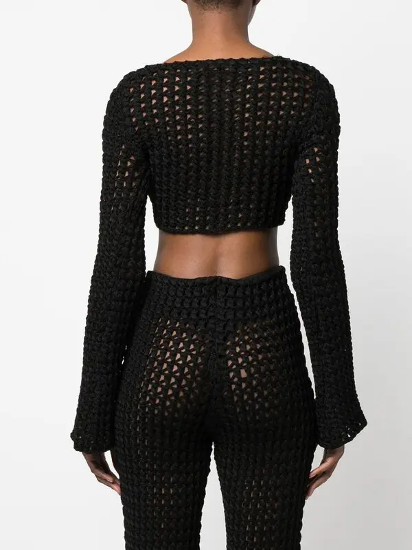 Moschino Open-knit Cropped Top - Black