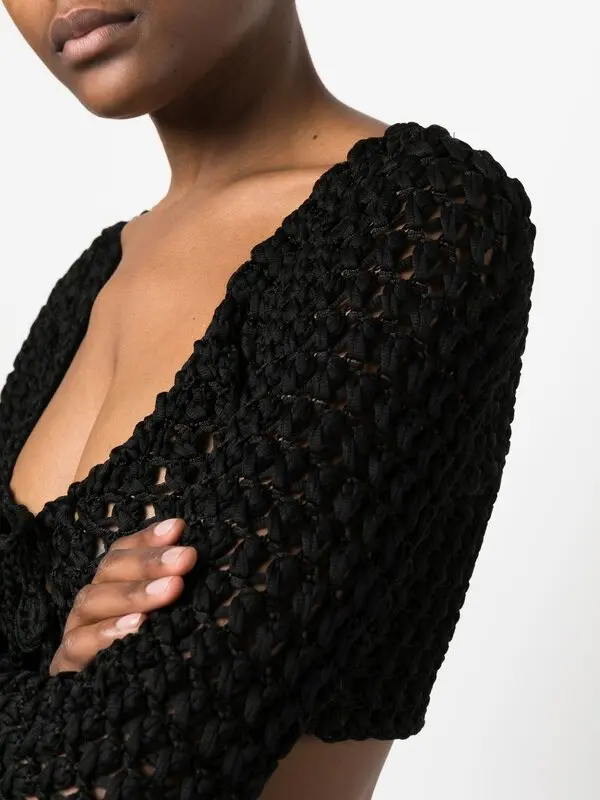 Moschino Open-knit Cropped Top - Black