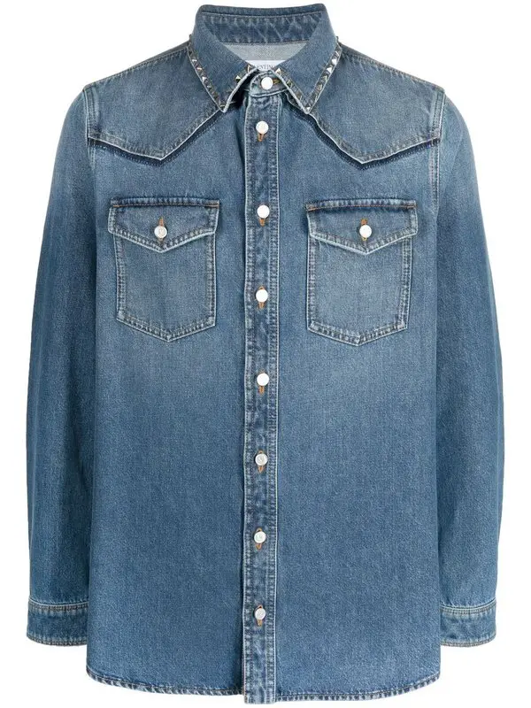 Valentino Garavani Rockstud Layer-design Denim Shirt