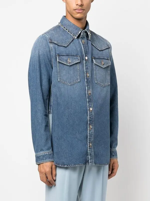 Valentino Garavani Rockstud Layer-design Denim Shirt