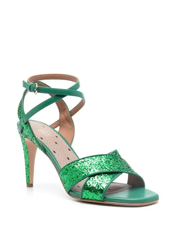 Red Valentino Glitter-embellished Sandals - Green