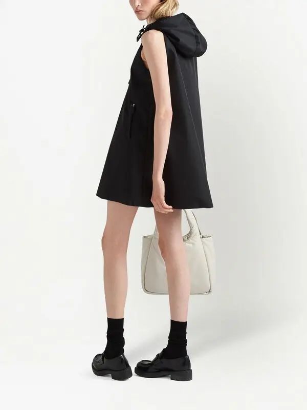 Prada Triangle Logo Hooded Minidress
