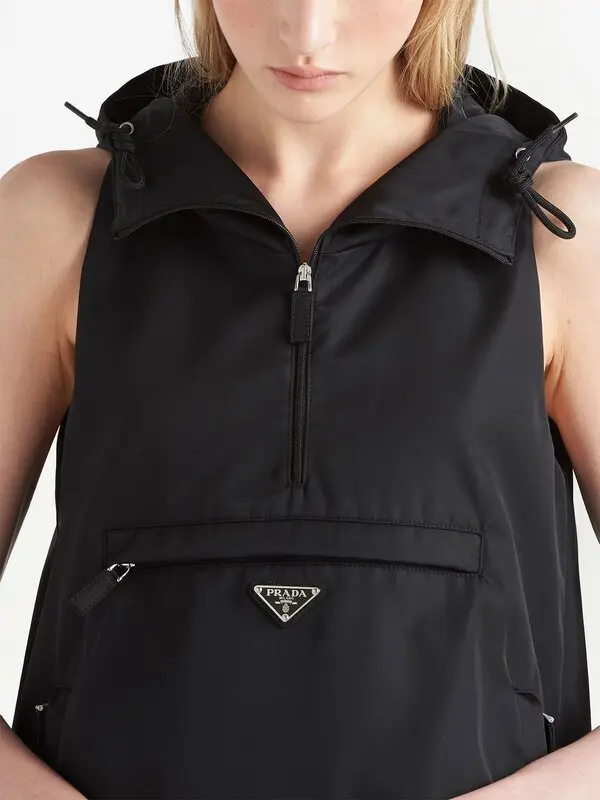 Prada Triangle Logo Hooded Minidress
