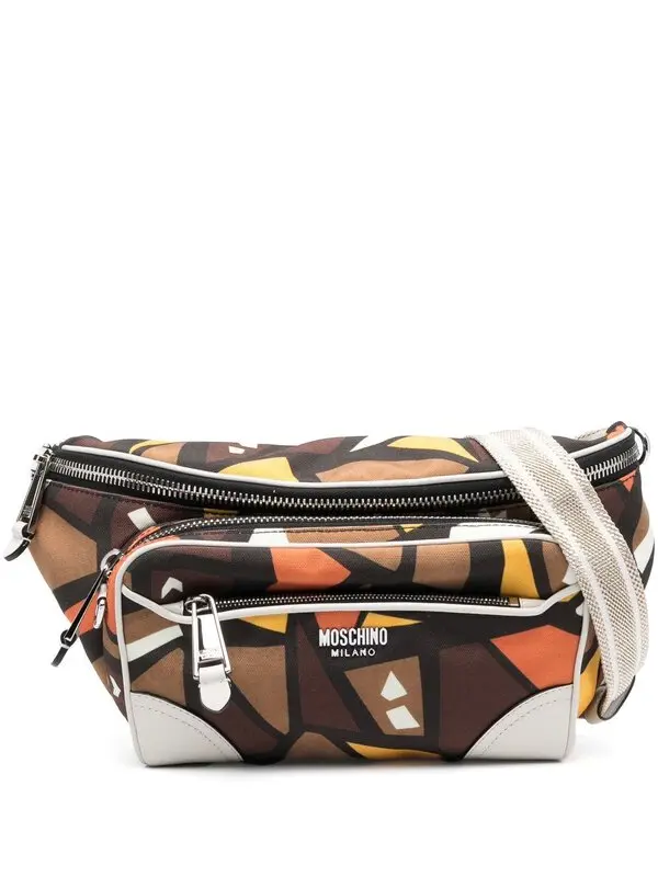 Moschino Abstract Pattern Belt Bag - Brown