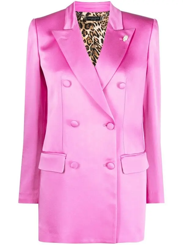 Philipp Plein Double-breasted Satin Blazer - Pink