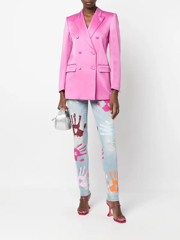Philipp Plein Double-breasted Satin Blazer - Pink