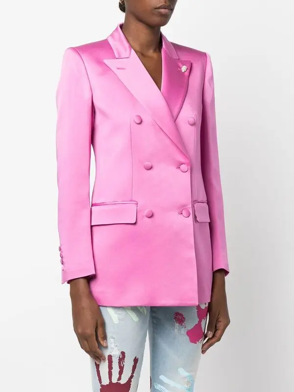 Philipp Plein Double-breasted Satin Blazer - Pink