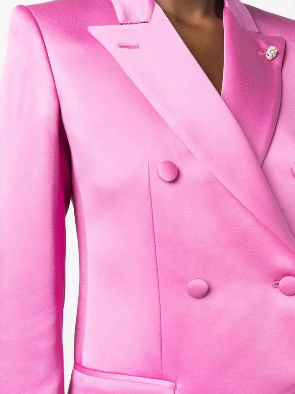Philipp Plein Double-breasted Satin Blazer - Pink