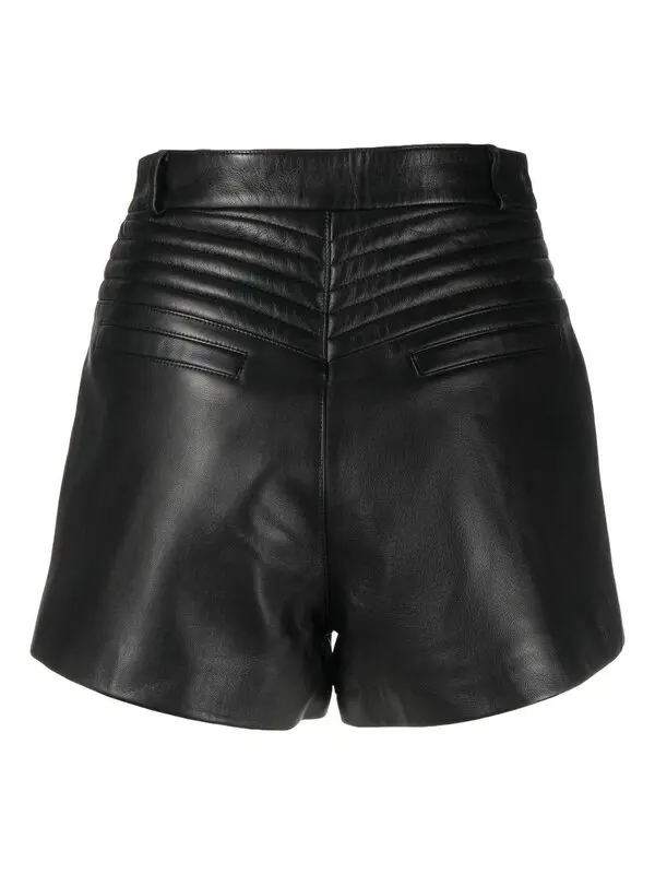 Philipp Plein Zipper-detail Leather Shorts - Black