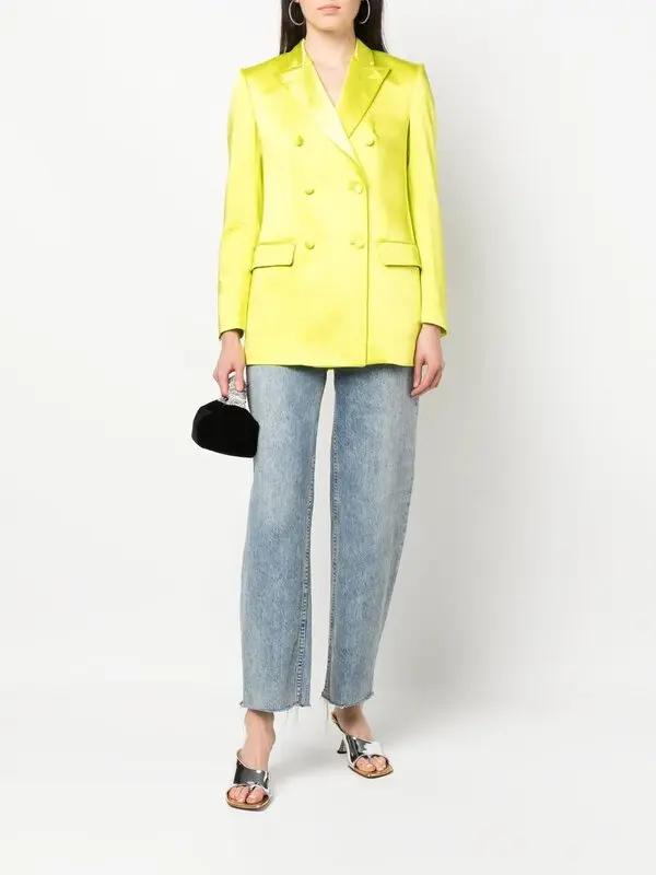 Philipp Plein Double-breasted Satin Blazer - Yellow