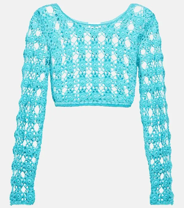 Anna Kosturova Bella Crochet Crop Top - Green