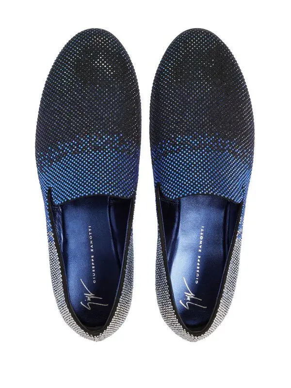 GIUSEPPE ZANOTTI Lewis Sparkle Crystal-embellished Loafers - Blue