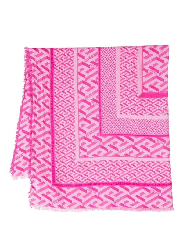 Versace All-over Monogram-print Scarf - Pink