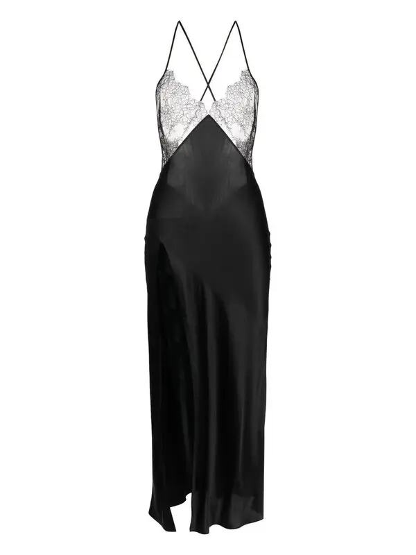 MAISON CLOSE Rendez-vous Lace-detail Silk Dress - Black