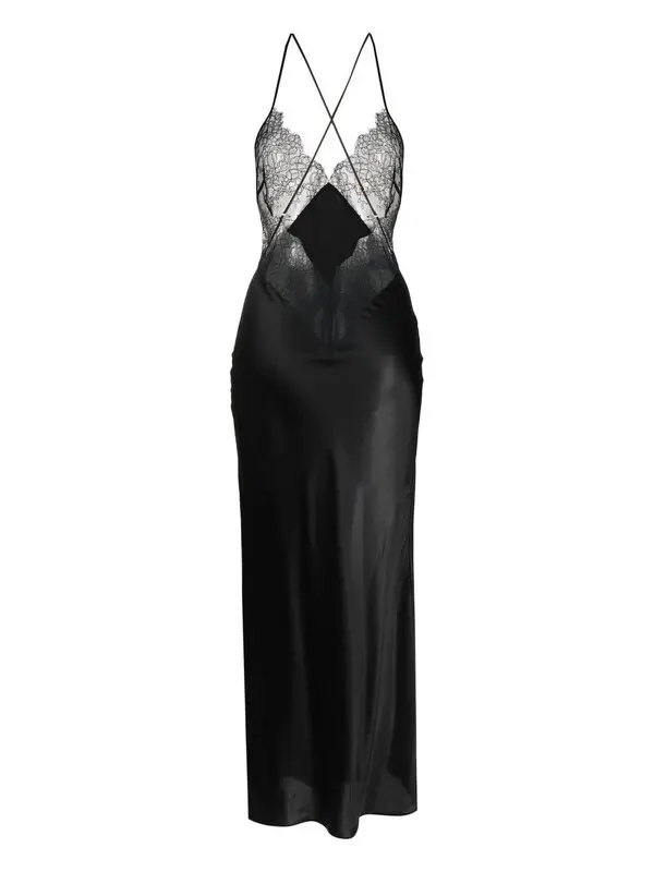 MAISON CLOSE Rendez-vous Lace-detail Silk Dress - Black