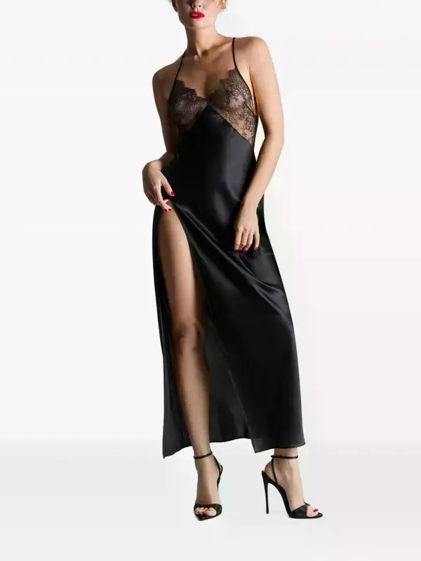 MAISON CLOSE Rendez-vous Lace-detail Silk Dress - Black