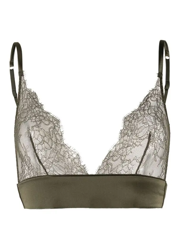 MAISON CLOSE Lace-detail Triangle-cup Bra - Green